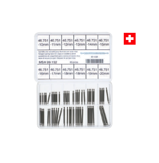 Spring Bar Assortment, 1.5mm Diameter, Flanged for Clasps, 60 Pieces ...